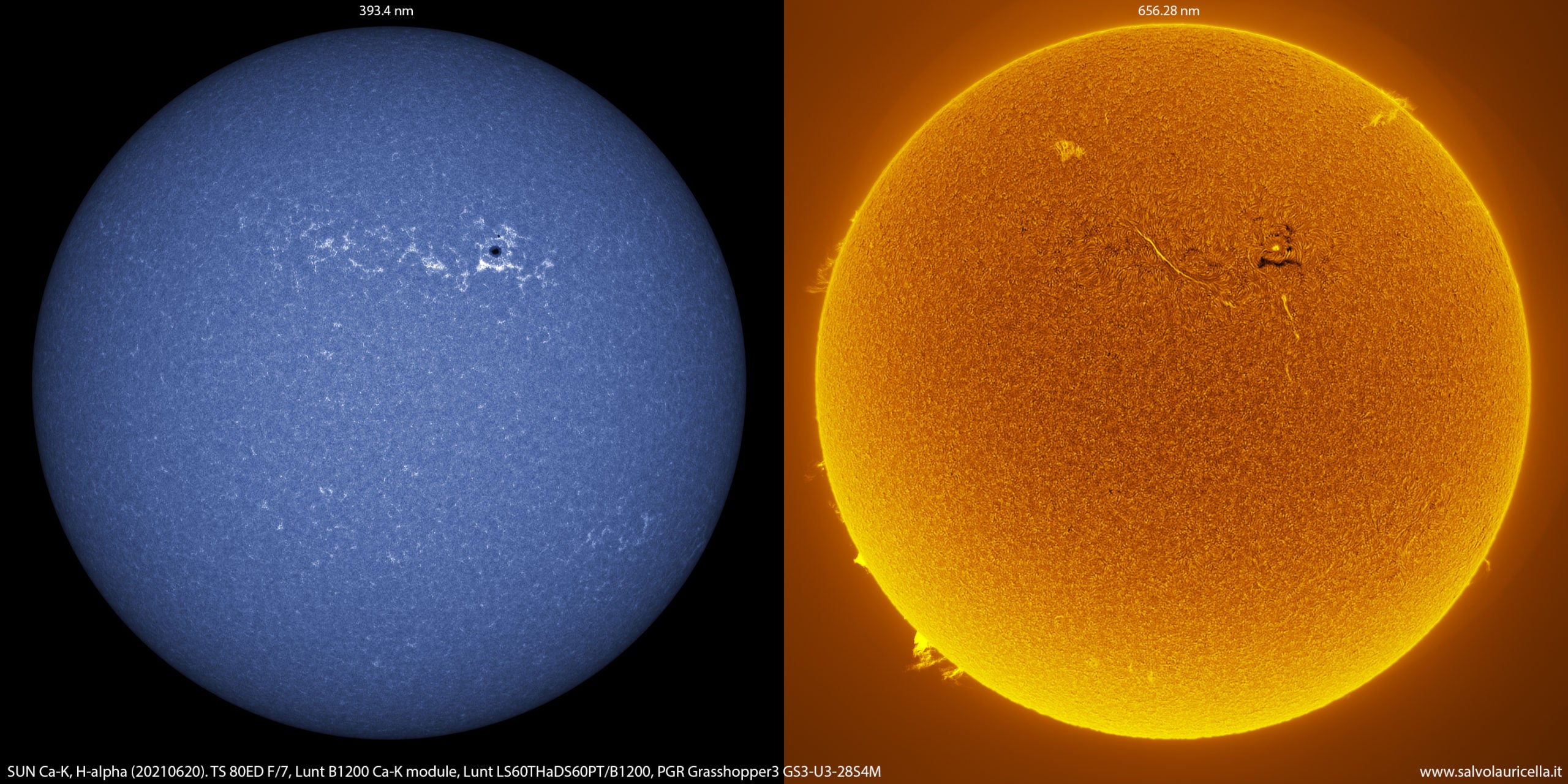 The Sun - Ca-K & H-Alpha comparison – Lunt Solar Systems