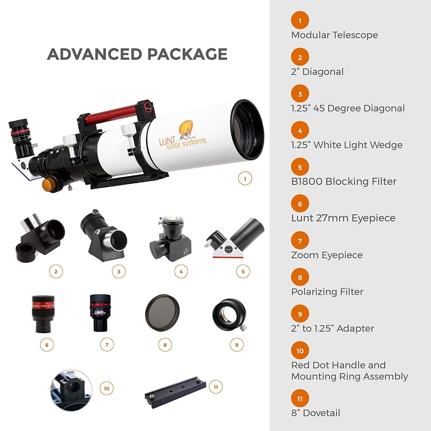 Lunt | LS100MT Modular Telescope Advanced Package – Cloud Break Optics
